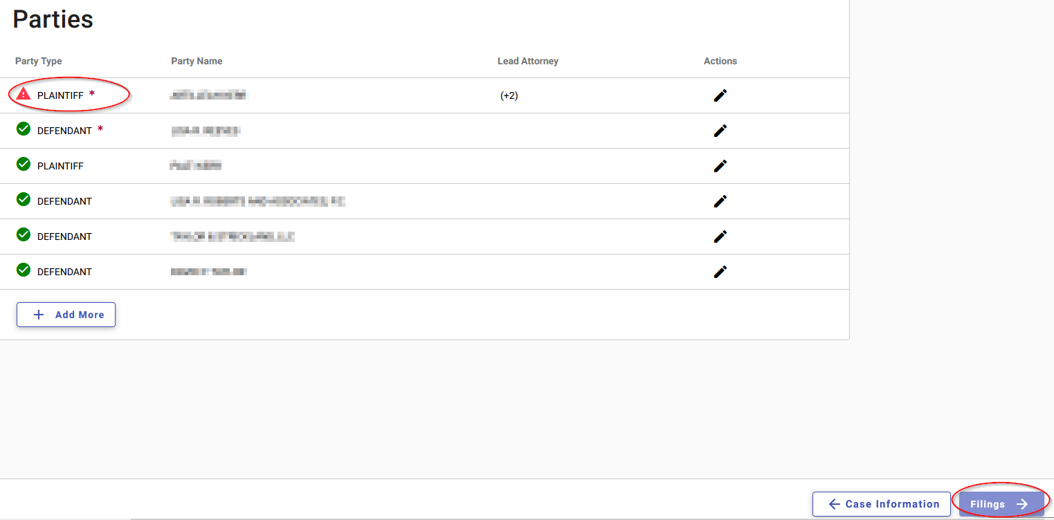 I am Unable To Proceed Past the Parties Page of My Existing Case Draft ...
