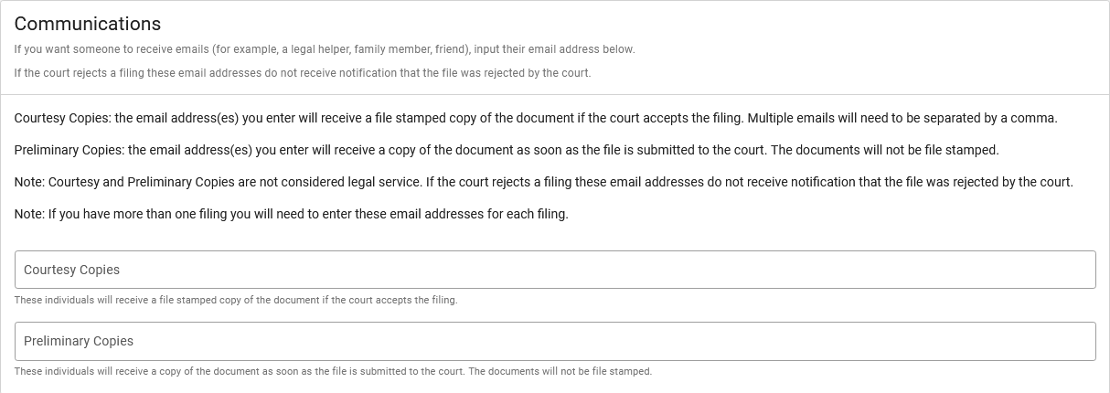 Where Can I Add Courtesy and Preliminary Copies? – eFile and Serve Texas