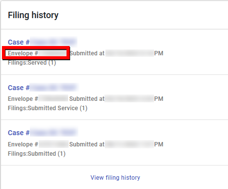 Where Do I Find the Envelope Number? – eFile and Serve Texas