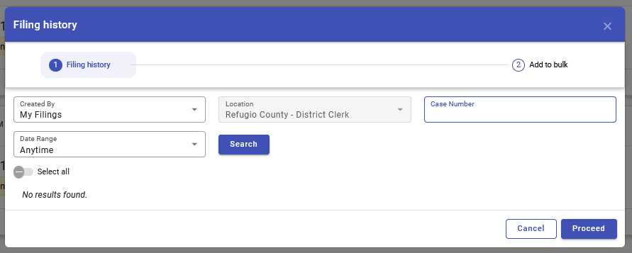 TEXAS: Create a New Bulk Filing for Subsequent Filings / Existing Cases ...