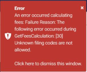 ERROR 30: Unknown Filing Codes Are Not Allowed – eFile and Serve Texas